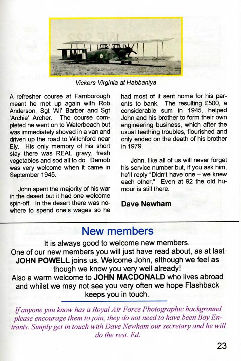 John Powell – RAF Photographers Memorial