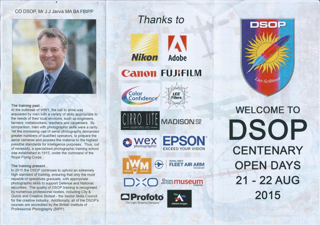 Front DSOP Leaflet Guide – RAF Photographers Memorial